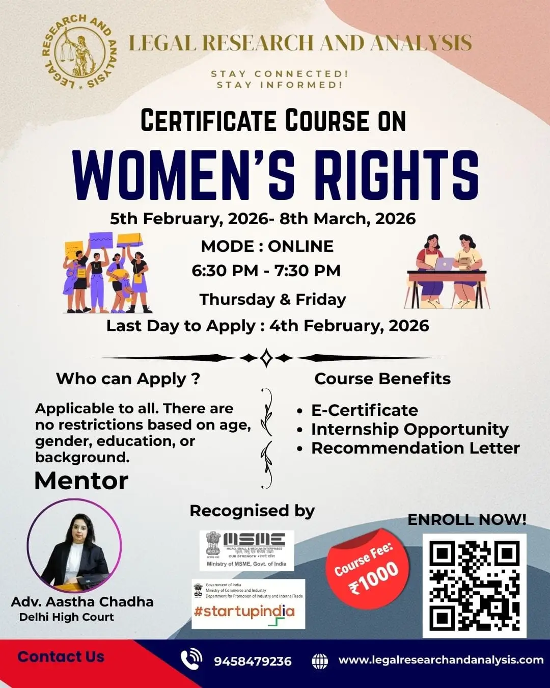 Certificate Course on Women’s Rights – Only ₹1000 | Enroll Now & Boost ...